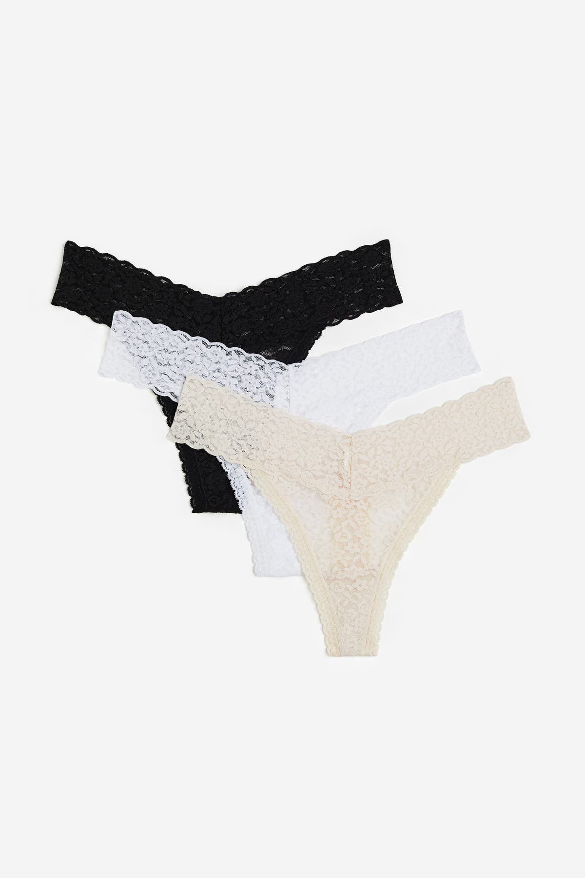 3-pack Lace Thong Briefs | H&M KSA